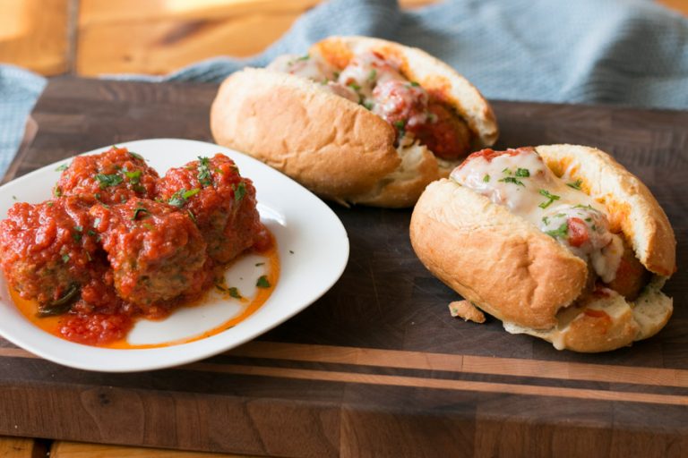 Meatball Parm Subs on Garlic Bread - LeMoine Family Kitchen